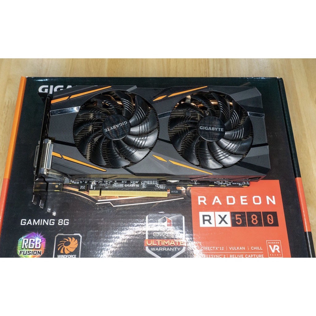 การ์ดจอ GIGABYTE Radeon RX580 8gb DDR5 มือสองสภาพใช้งานได้ปกติ ครบกล่อง ...