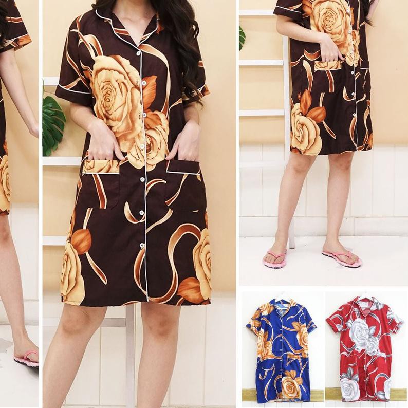 Hokyfashion Piyama ชุดนอนผ้าฝ้ายลายดอกไม้ Daster Flower Maxmara เข้ารูป ...