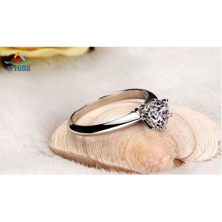 แหวนเงินแฟชั่น ประดับเพชร Solitaire 1.5ct D Iamonique Cz 925 - tf1688.th - ThaiPick