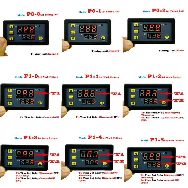 Timer Module Dual Digital LED Display Time Switch 0-999s 0-999m 0-999h ...