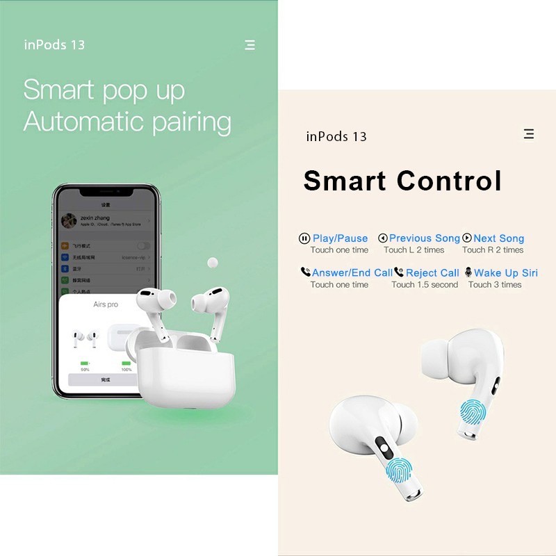inPods i13 inPods i12 TWS Wireless Earbuds หูฟัง Macaron Bluetooth 5.0 ...