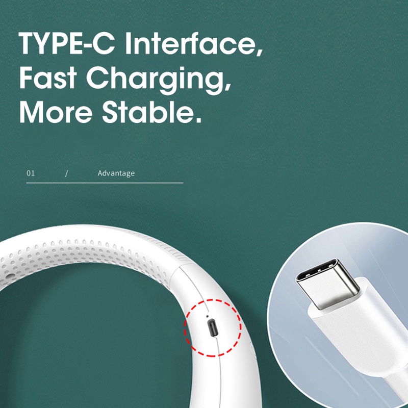 Portable Hanging Neck Fan USB Rechargeable Mini Fan Bladeless Mute Fans ...