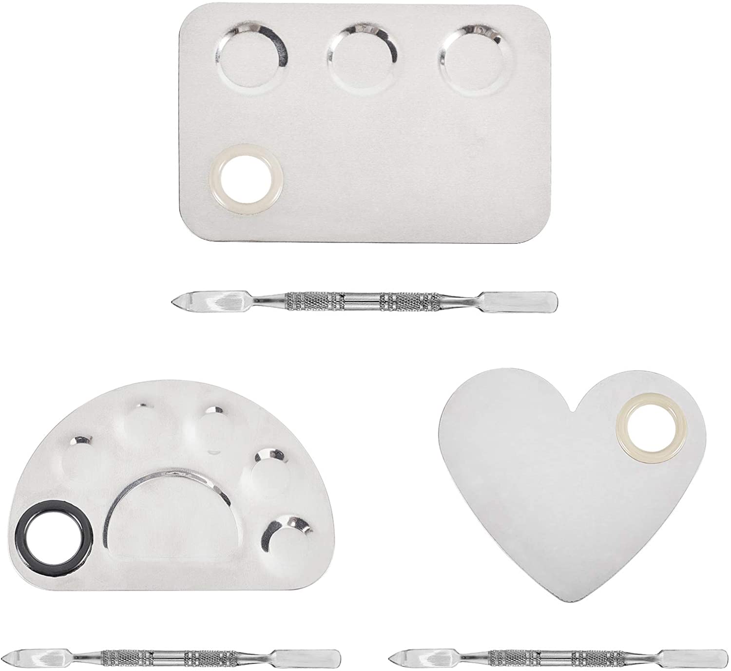 3PCS Professional Makeup Palette Stainless Steel Cosmetic Artist Mixing ...