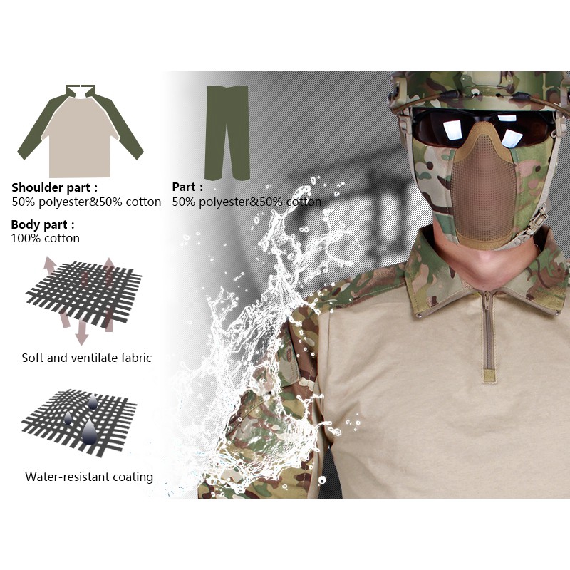 IDOGEAR Tactical Suit G3 Combat uniform shirt and Pants with knee pad ...