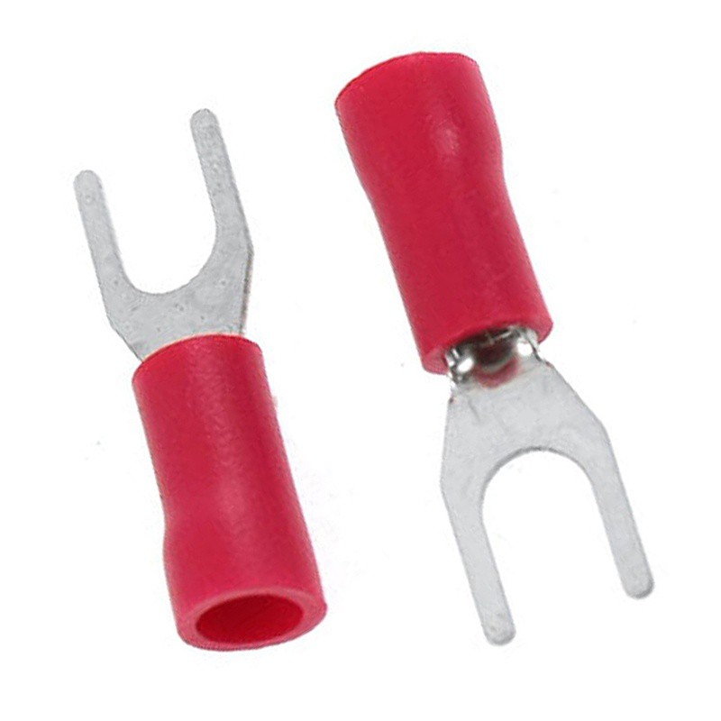 100 Pcs 4mm Fork AWG 22-16 Pre Insulated Terminal Cable Lug ...
