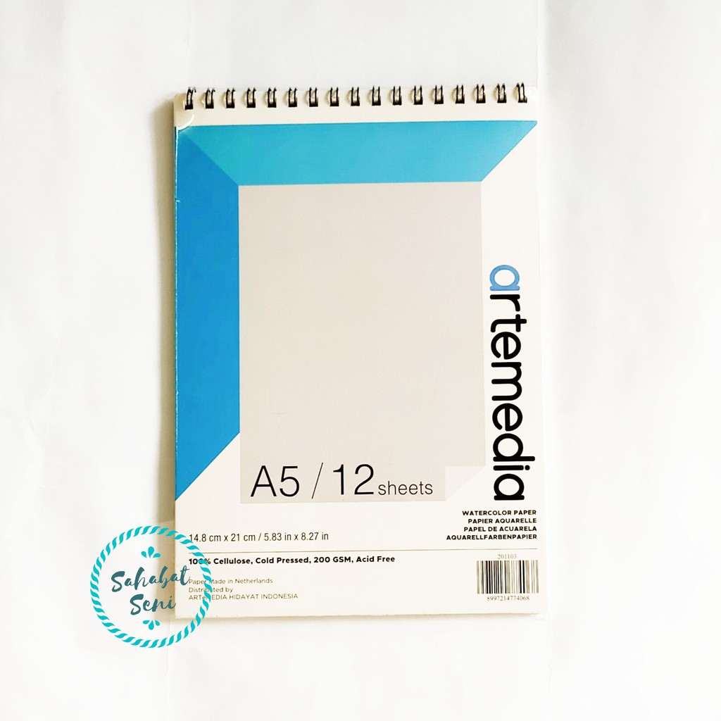 สมุดสีน้ํา Artemedia A5 200 Gms 12 แผ่น กระดาษสีน้ํา Shopee Thailand
