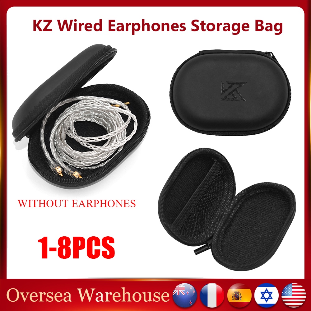 แฟชั่นกระเป๋าKZ Earphones Oval Storage Bag Wired Headphones PU Zipper ...