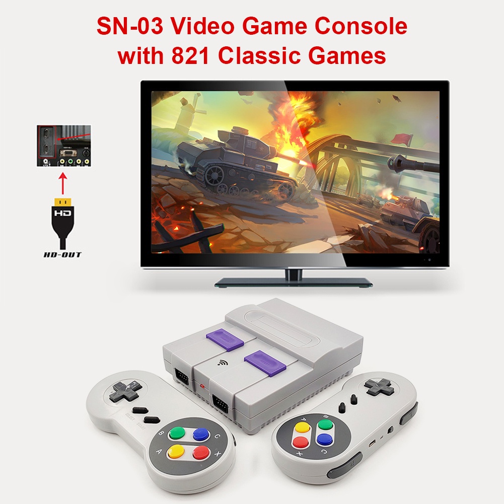 เกมส์ ราคาSN03 TV Video Game Console with 821 8Bit Classic Games 2 ...