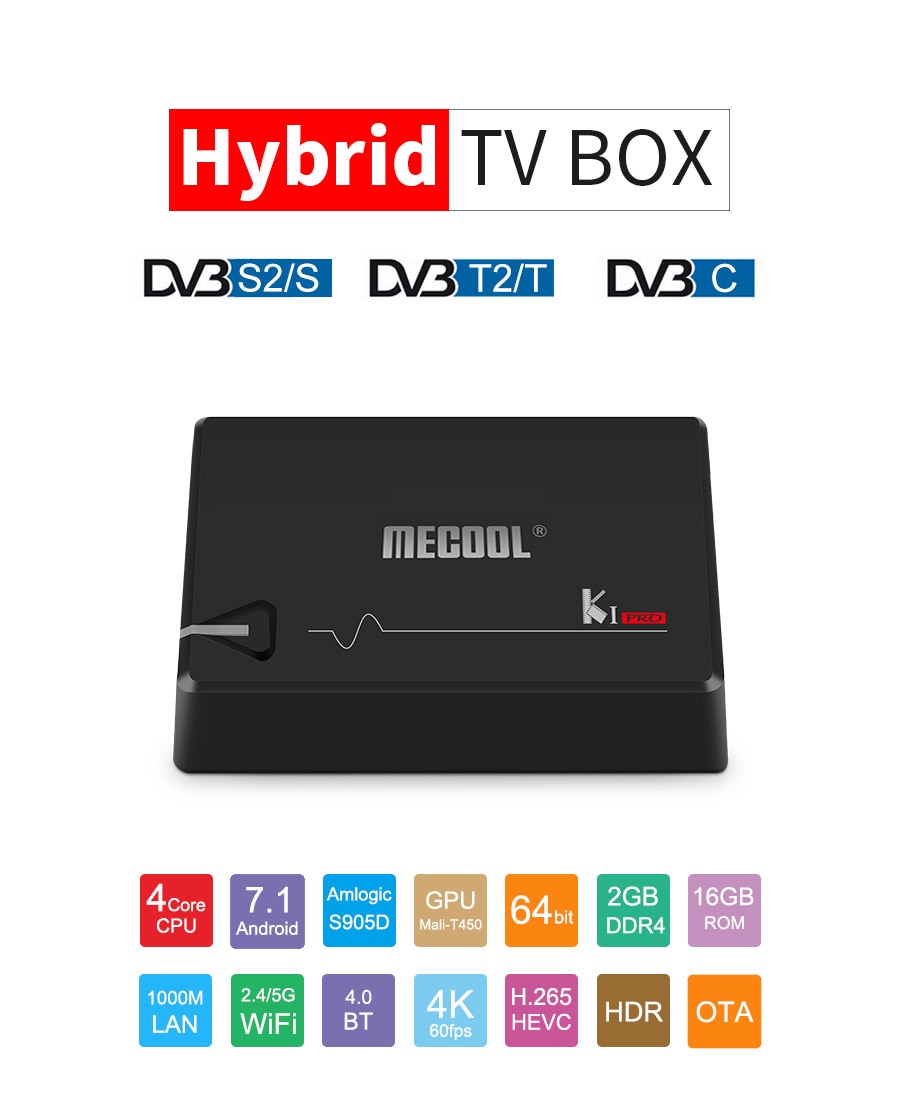 MECOOL KIII PRO Amlogic S912 Android TV Box 3GB 16GB DVB-S2 DVB-T2 DVB ...