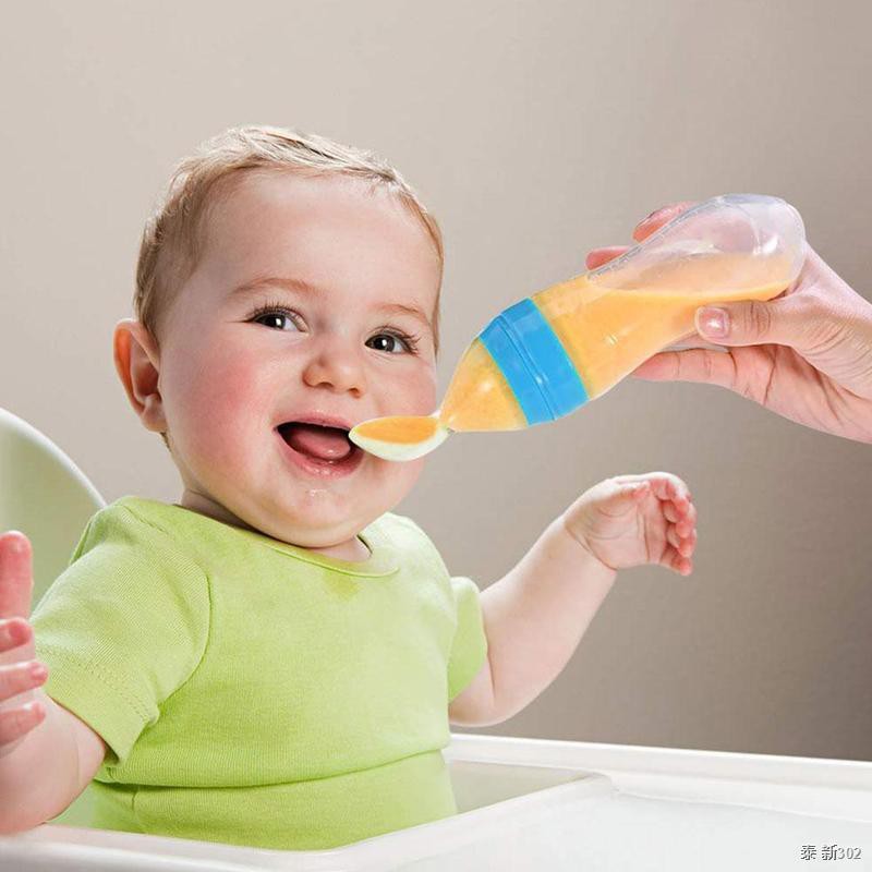 Baby rice paste bottle baby silicone milk bottle squeeze spoon ...