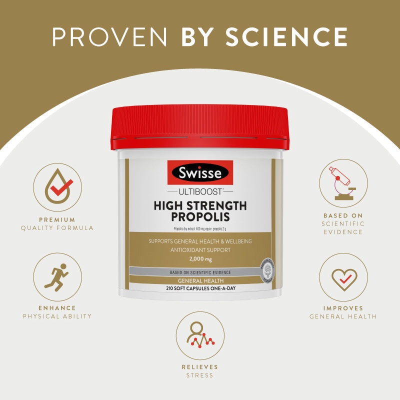 Swisse Ultiboost High Strength Propolis 210 Soft Capsules (EXP02 2025) ความเข้มข้นสูง โพลิส ...