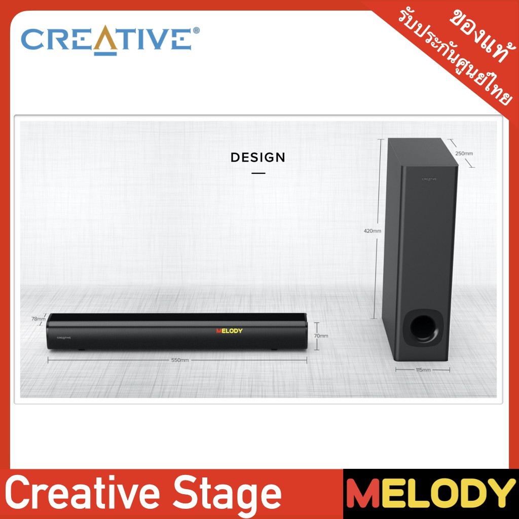 Creative Stage 2.1 High Performance Under-monitor Soundbar with ...