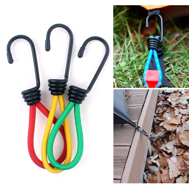 ☋☁ Outdoor camping tent elastic rope buckle 15cmหัวเข็มขัดสายยางยืดของ ...
