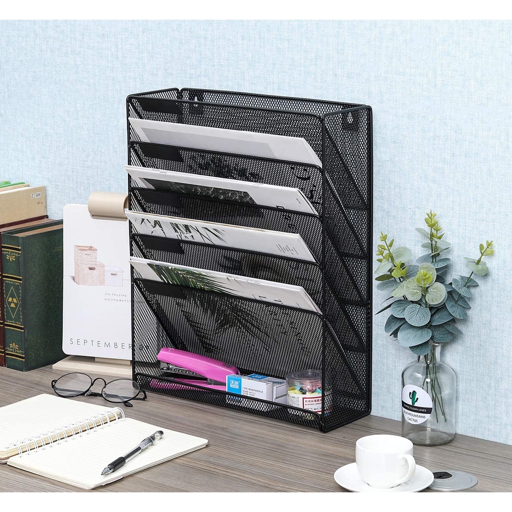 6 Tier Wall Mount Document Letter Tray Organizer, File Organizer Wall ...