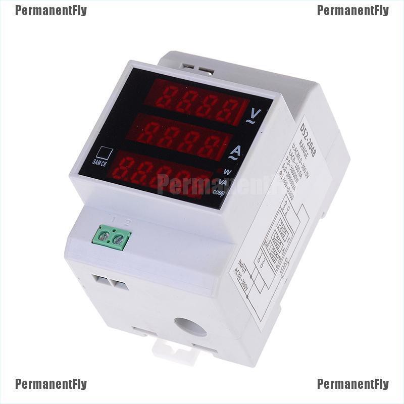 PermanentFly Lab din rail led ac voltmeter ammeter volt amp meter gauge ...