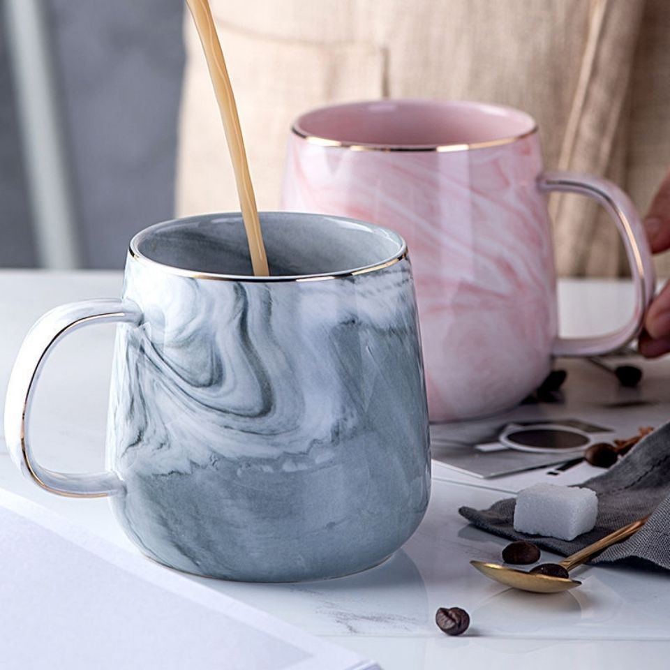 ins ceramic mug mug breakfast mug Nordic minimalist marble pattern mug ...