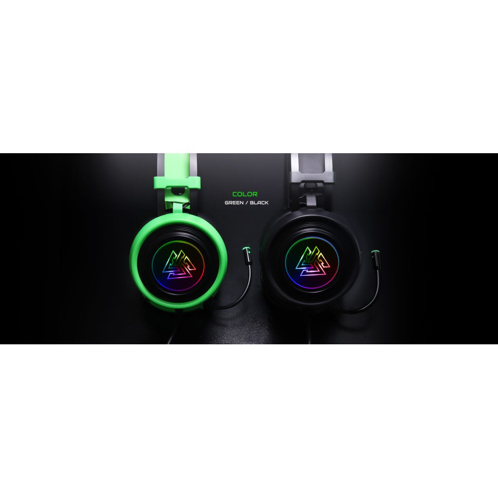 EGA HEADSET TYPE H3 (BLACKGREEN) หูฟังเกมส์มิ่ง มีไฟRGBเหมาะสำหรับ ...