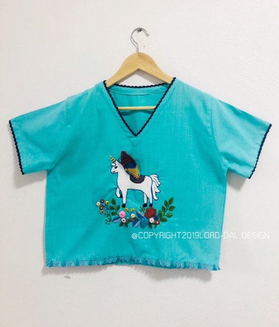เสื้อผ้าฝ้ายปักกวางยูนิคร์อน.แต่งพู่ - nussara_30 - ThaiPick