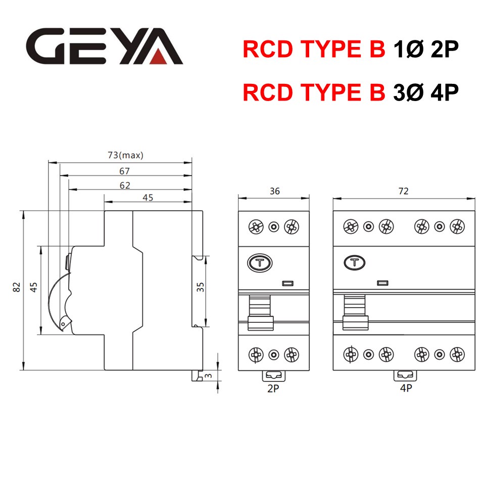 พร้อมส่งRCD Type B 30mA 40A Geya สำหรับงานติดตั้ง EV Charger ...
