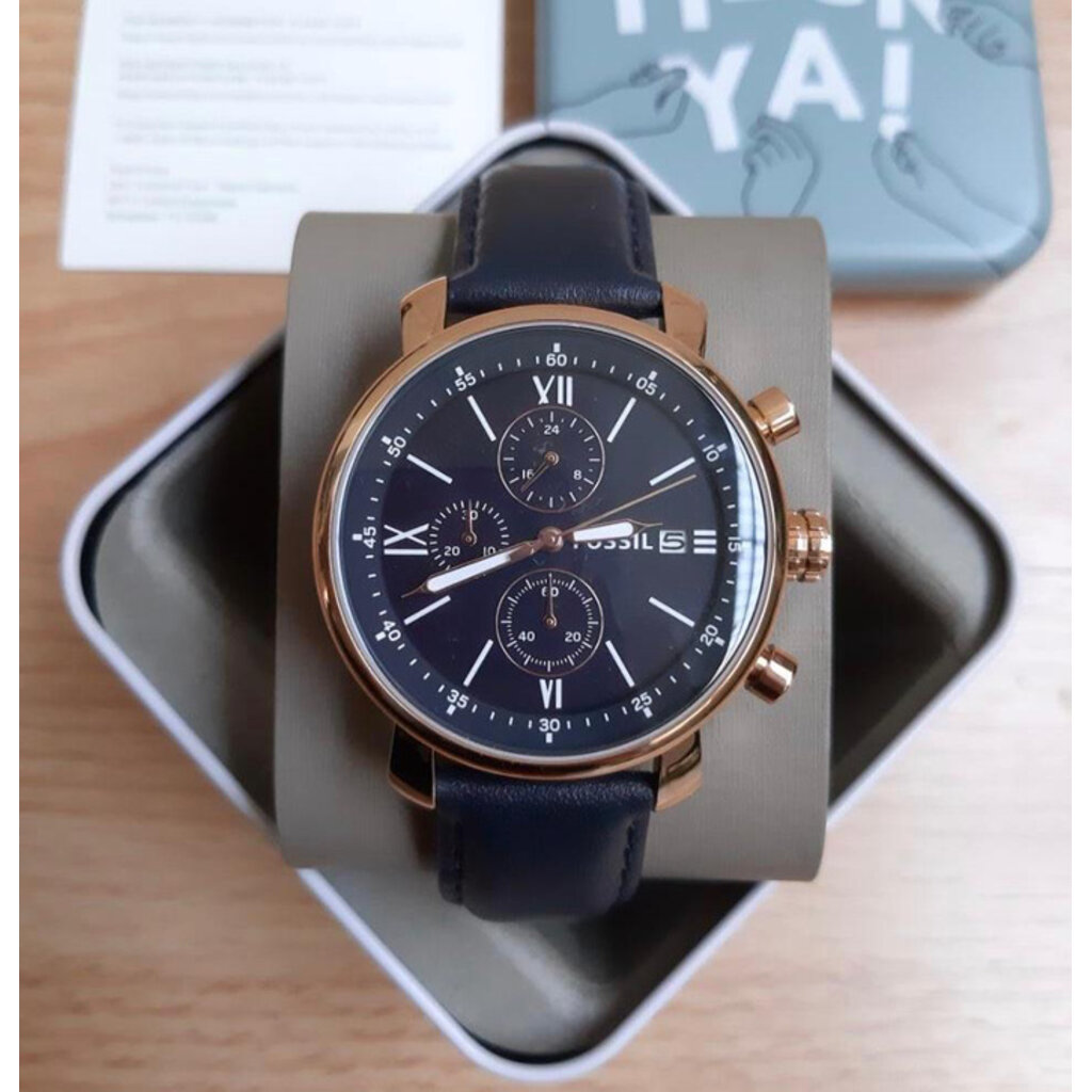 FOSSIL FOSSIL Rhett Chronograph Blue Leather Watch BQ1704 BQ1704 ...