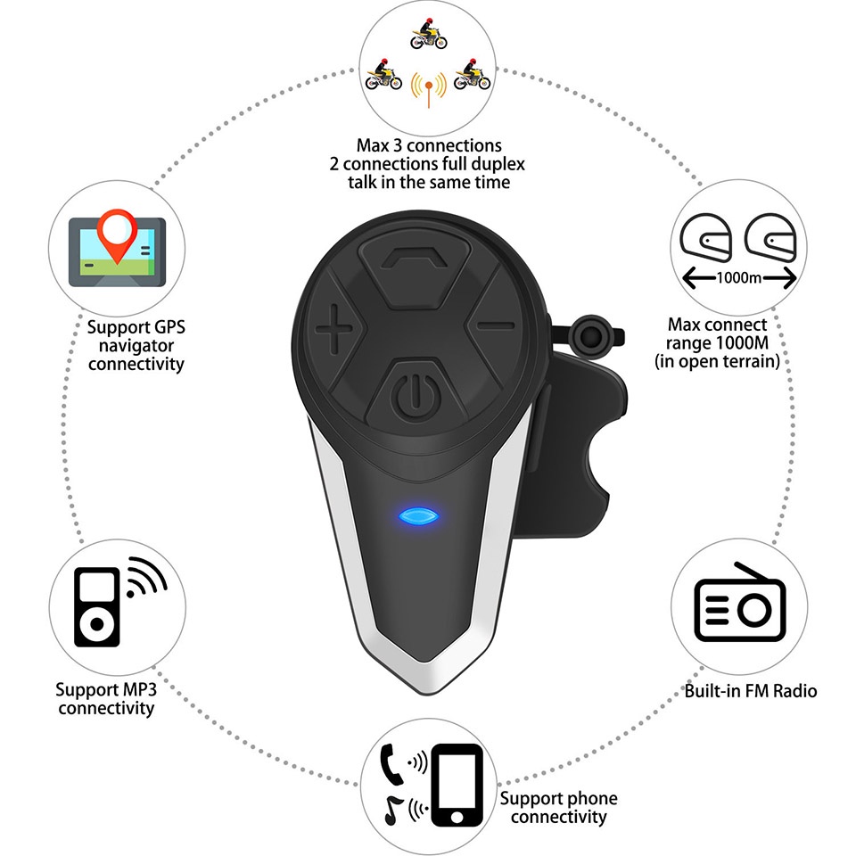 BT-S3 Intercom Motorcycle Helmet Bluetooth Headset Headphones Motorbike ...