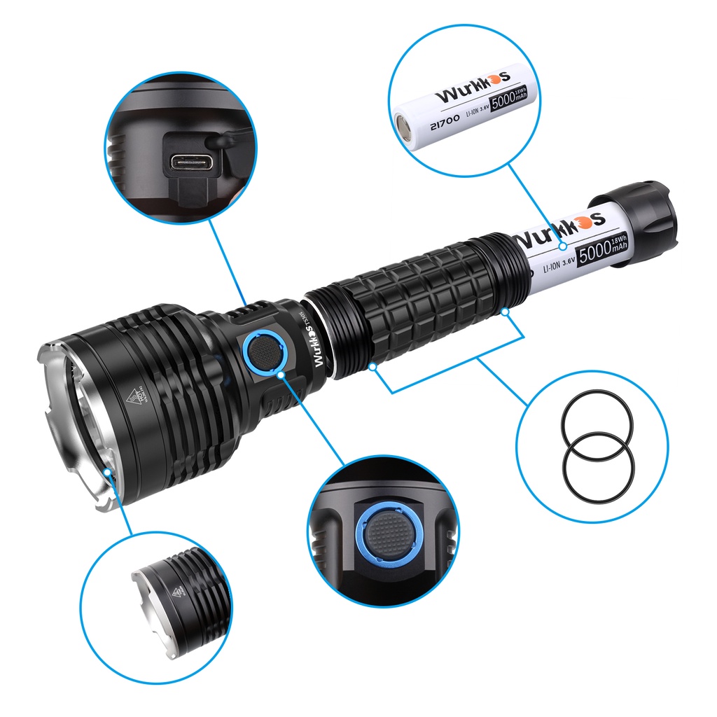 ไฟฉาย Wurkkos TS30S USB C SBT90.2 LED 6000lm Anduril Version 21700 แบบ ...