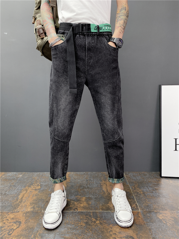 2020 new mens casual pants Trend Sports nine point versatile small leg ...