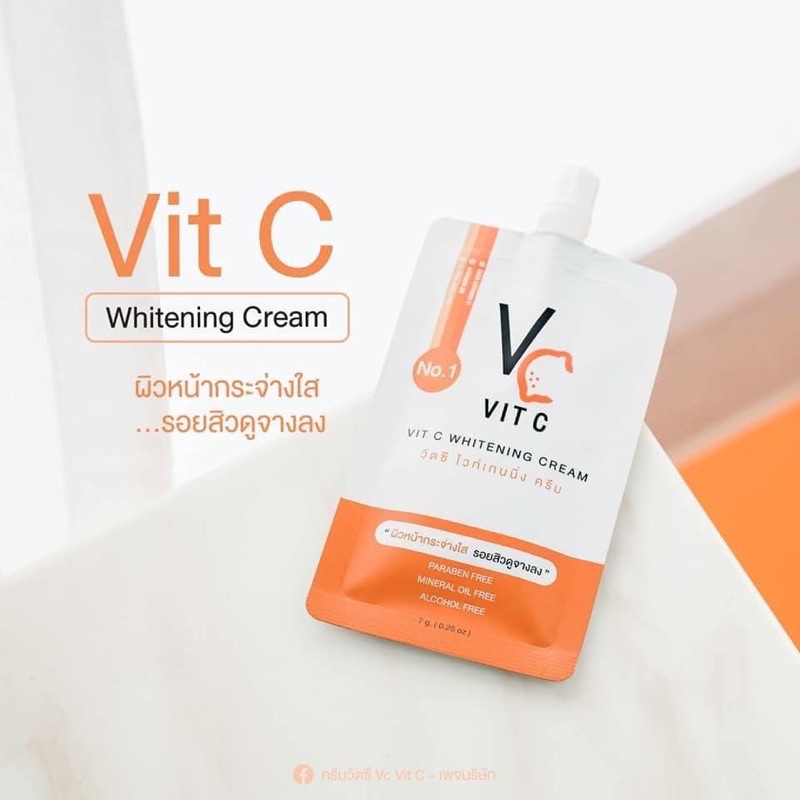 ( เซ็ตคู่ ) ของแท้ 100 VC cream Vit C Whitening Cream รัชชา RATCHA วิตซี ไวท์เทนนิ่ง ครีม 7 กรัม ...