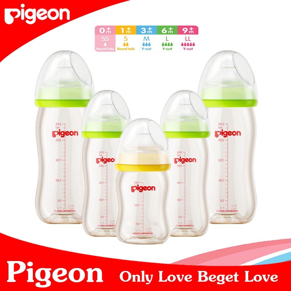 (พร้อมส่ง)ขวดนม ขวดนมพีเจ้น A0015 ขนาด 5 8 oz. 160 240ML คอกว้าง สีชา จุกนม ไซร์ SS M L ขวดนม ...