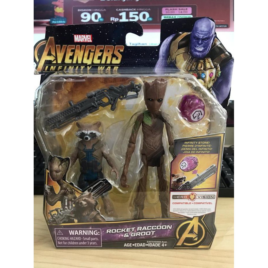 ของเล่นฟิกเกอร์ Hasbro Rocket Raccoon & Groot W Infinity Stone ของเล่น ...
