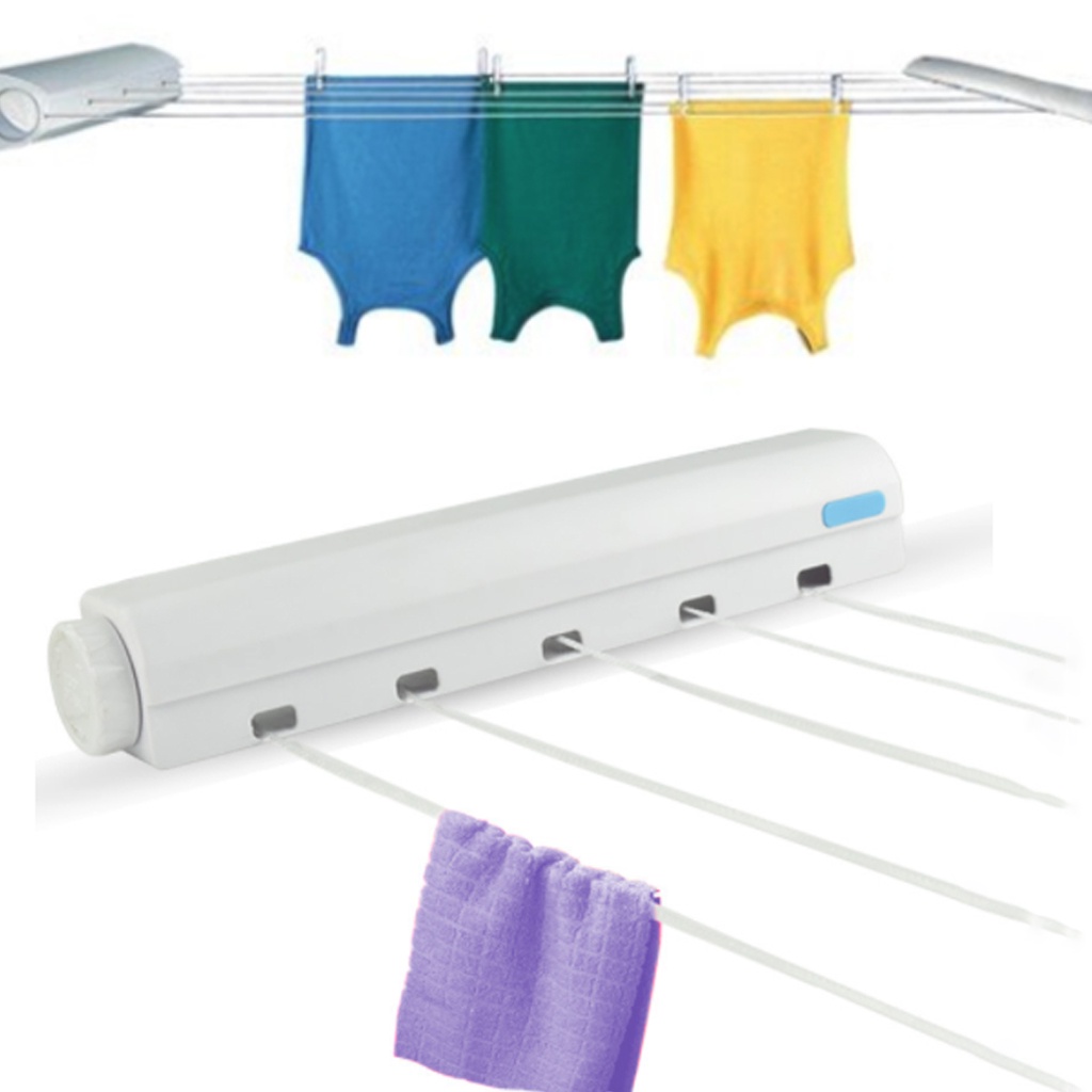 Wall Mounted Hanger Retractable Indoor Clothes Hanger Drying Rack Towel ...