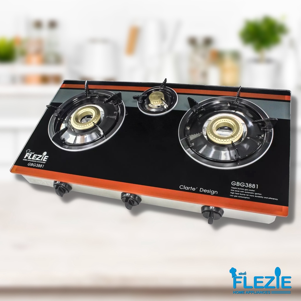Flezie เตาแก๊สหัวทองเหลือง3หัวเตา รุ่น GBG3881 - smartimpex - ThaiPick