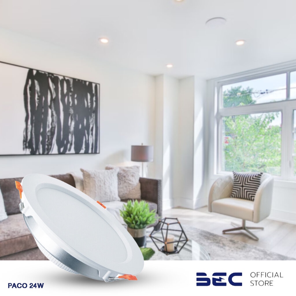 BEC ดาวน์ไลท์ฝังฝ้า หน้ากลม LED 24W รุ่น PACO แสงโทนอุ่น Warm White ...