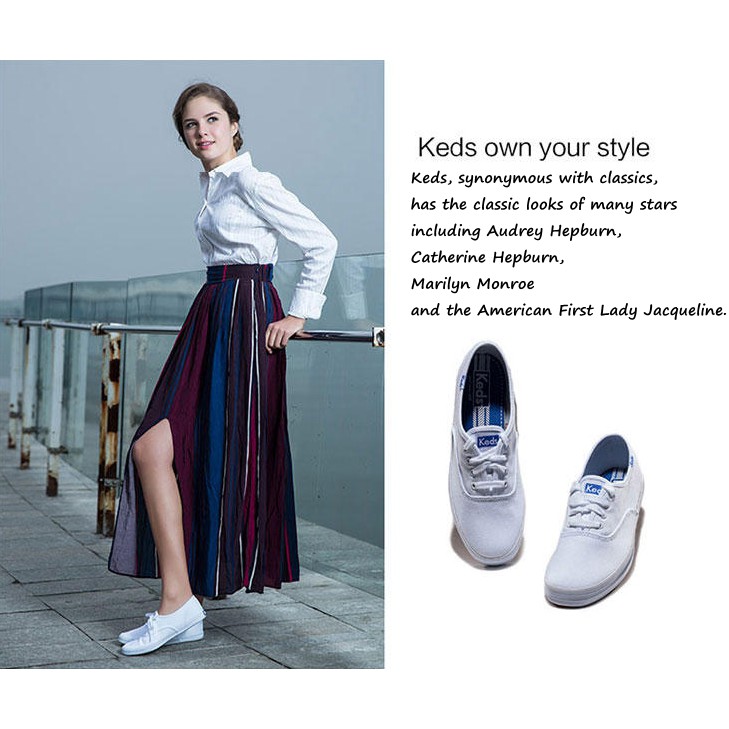 Keds Chillax Mini รองเท้าผ้าใบสีทึบตามฤดูกาลรองเท้าผ้าใบผู้หญิงคลาสสิก ...