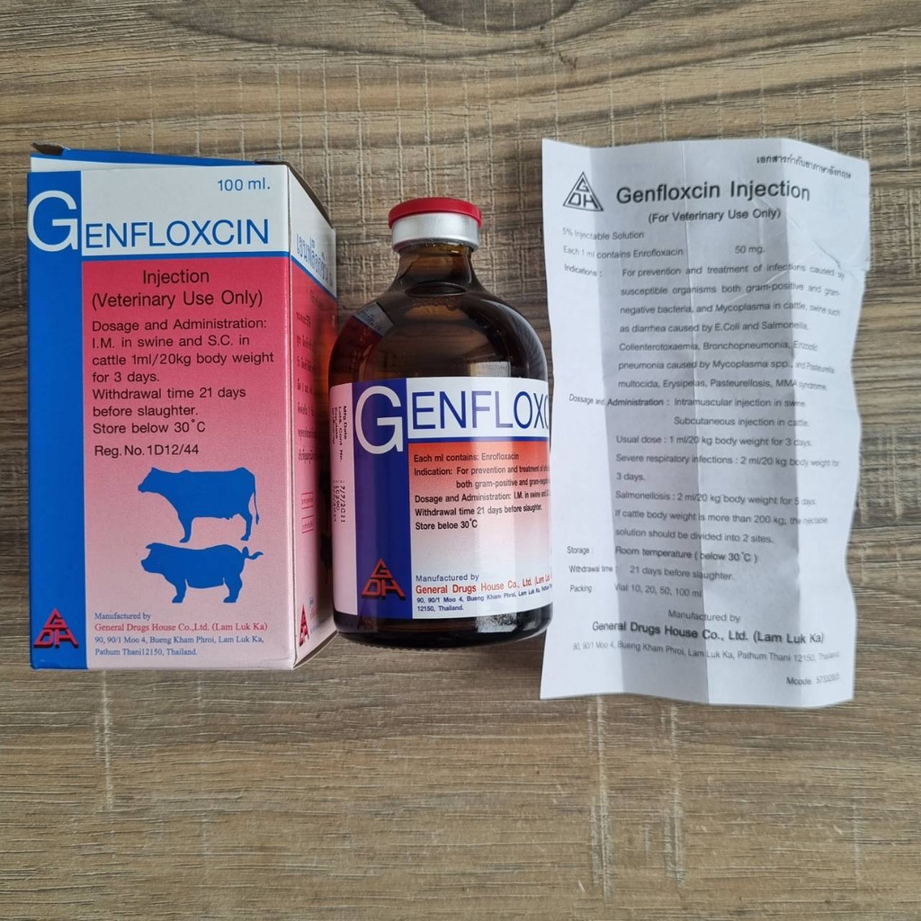 GENFLOXCIN เยนฟล๊อกซิน 100 ml ช่วยเรื่องติดเชื้อระบบทางเดินหายใจ ...