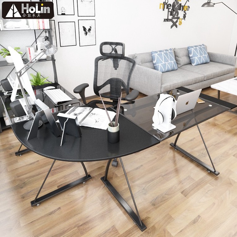 Hollin Black L Shape Conference Office Computer Table corner ...