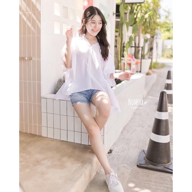 Numsha Brand เชิ้ตตัวใหญ่แขนย่น NB22058 - numsha_brand - ThaiPick