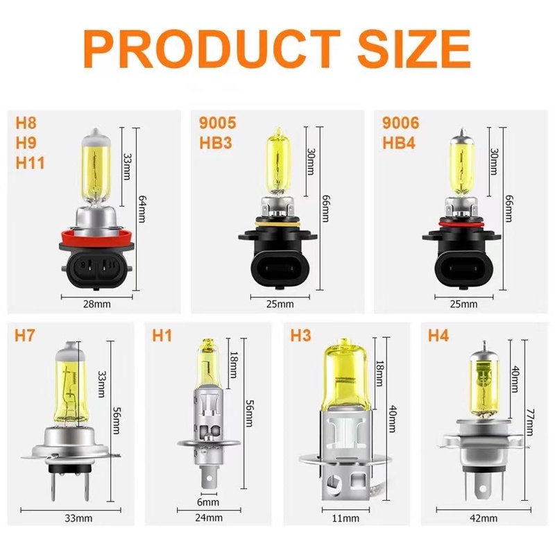 H1 H3 H4 H7 H8 H11 Super 2 ชิ้นสีเหลืองไฟหน้า 3000 พัน HB3 HB4 9012 หลอดฮาโลเจนอัพเกรด Rain และ ...