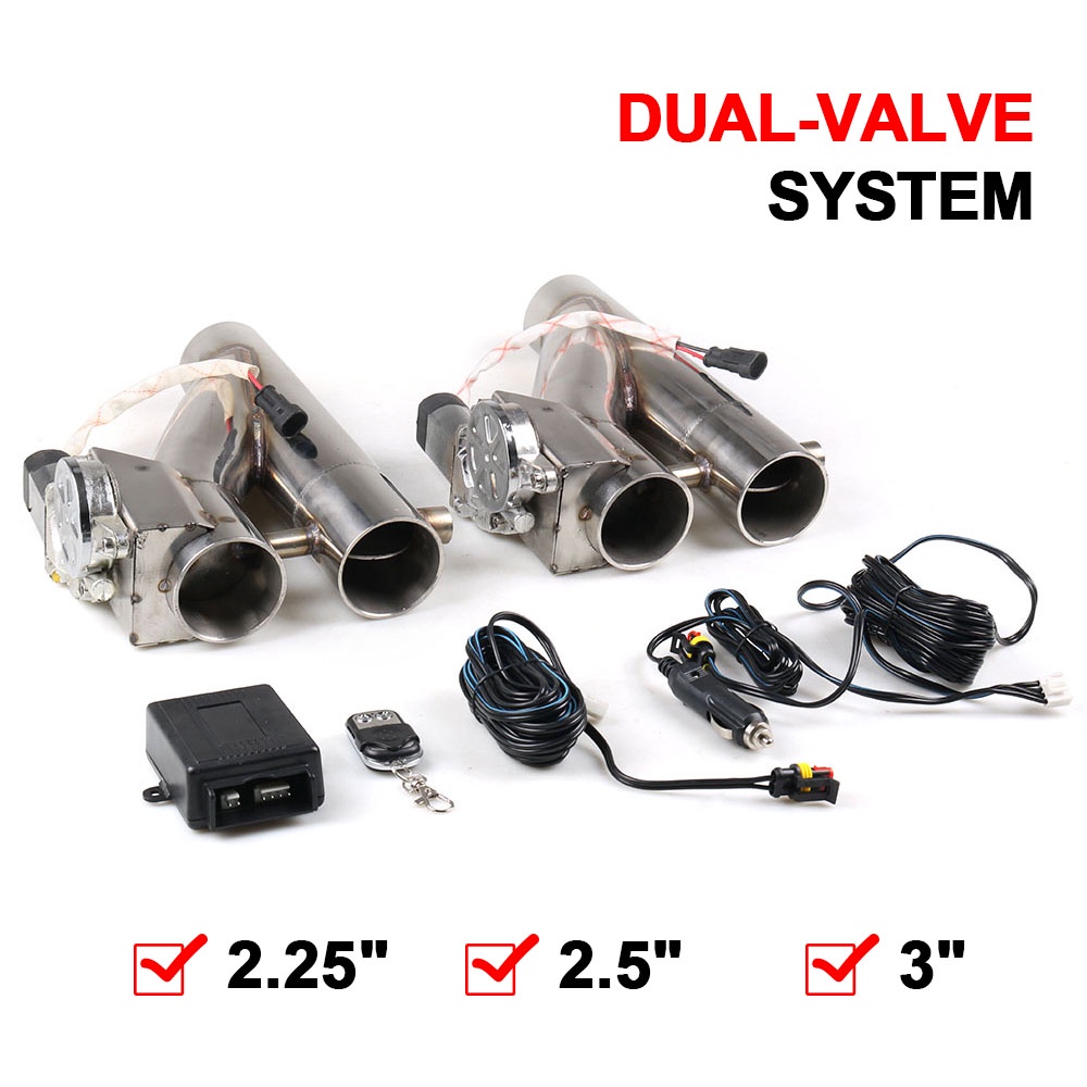 2.25 2.5 3 Double Electric Exhaust Cutout Kit Y pipe Exhaust Control ...
