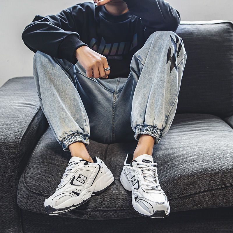 ฤดูใบไม้ผลิและฤดูใบไม้ร่วง New Balance วิ่งเย็น NB608 รองเท้าผ้าใบนักเรียนคู่พ่อรองเท้า iu ...