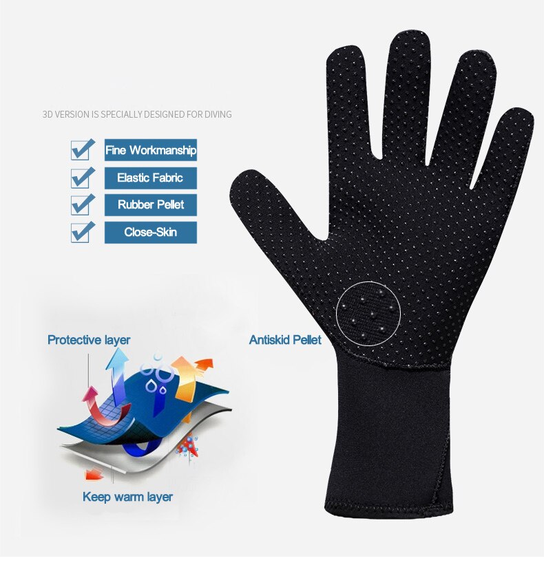 SBART 3MM Neoprene Scuba Diving Gloves Snorkeling Equipment Anti-Skid Keep Warm Winter Swim ...