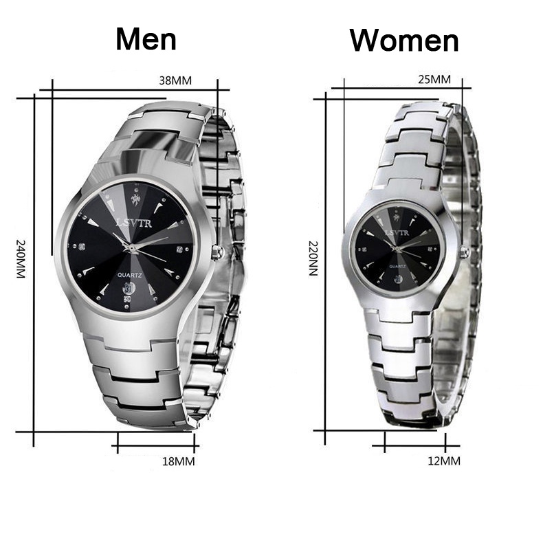 [2pcs/sets + Free Couple Rings] NARY Couple Watches Waterproof Calendar ...