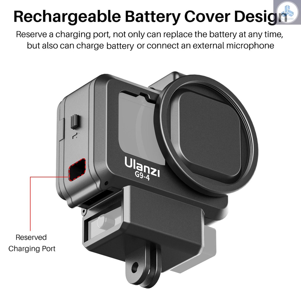 Ulanzi G9-4 Action Camera Video Cage Plastic Vlog Case Protective Housing with Dual Cold Shoe ...