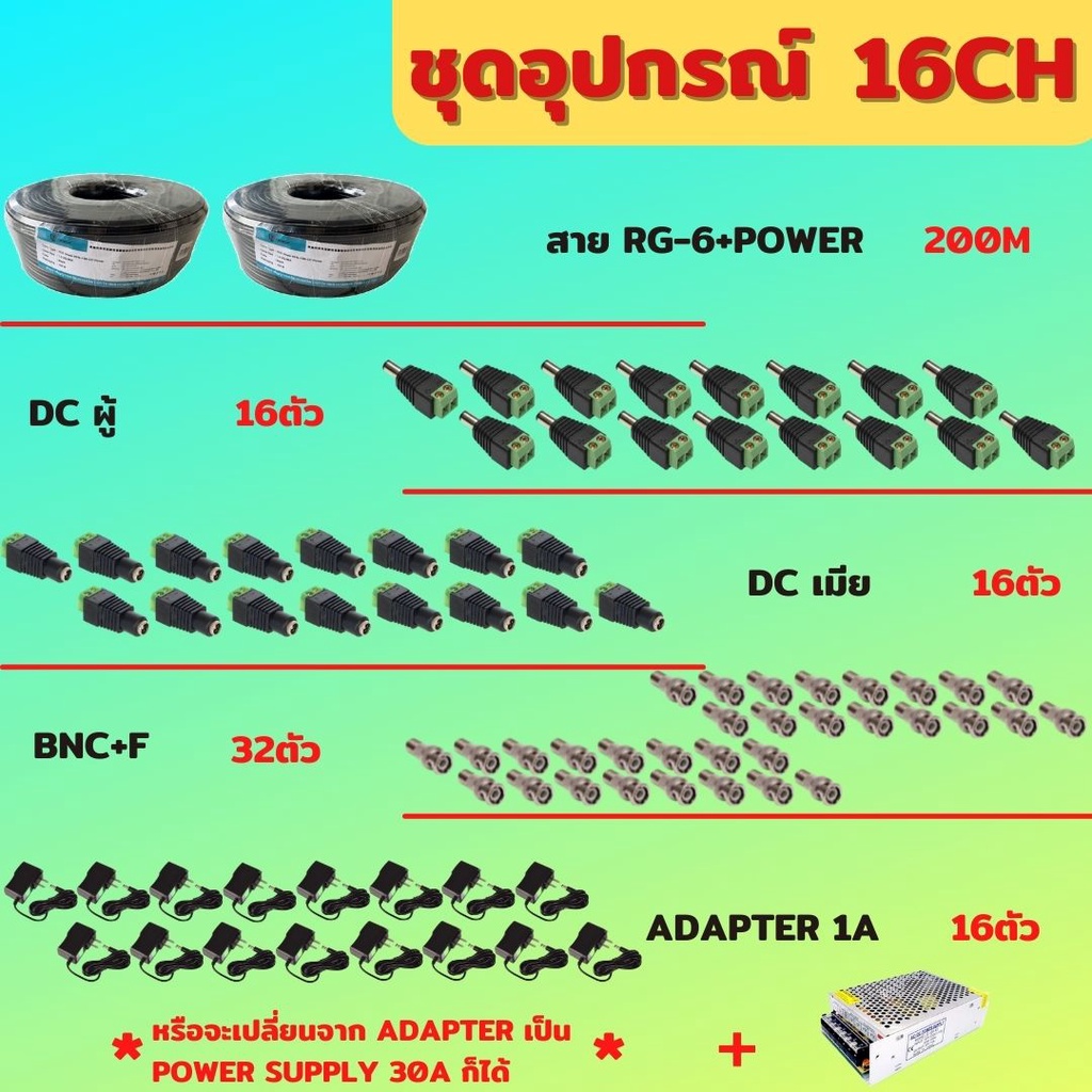 DAHUA ชุดกล้องวงจรปิด 16ตัว 2ล้านพิกเซล DH-XVR4116HS-I1 Dahua HDCVI HAC ...