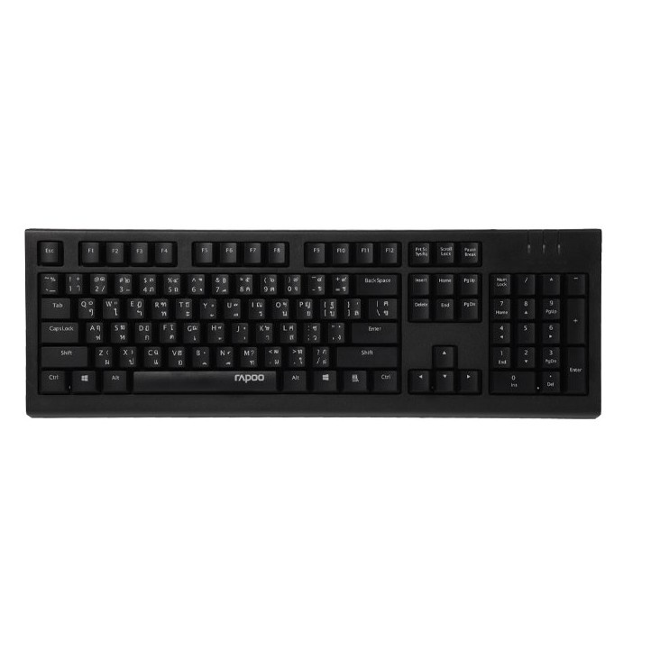 KEYBOARD (คีย์บอร์ด) RAPOO NK1800 (KB-NK1800-BK) SPILL RESISTANCE WIRED USB KEYBOARD (ENTH ...