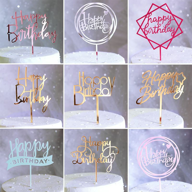 10ชิ้น ป้ายปักเค้ก HBD 20แบบ อะคริลิค รายน่ารัก ตกแต่งเเค้ก - homecake ...