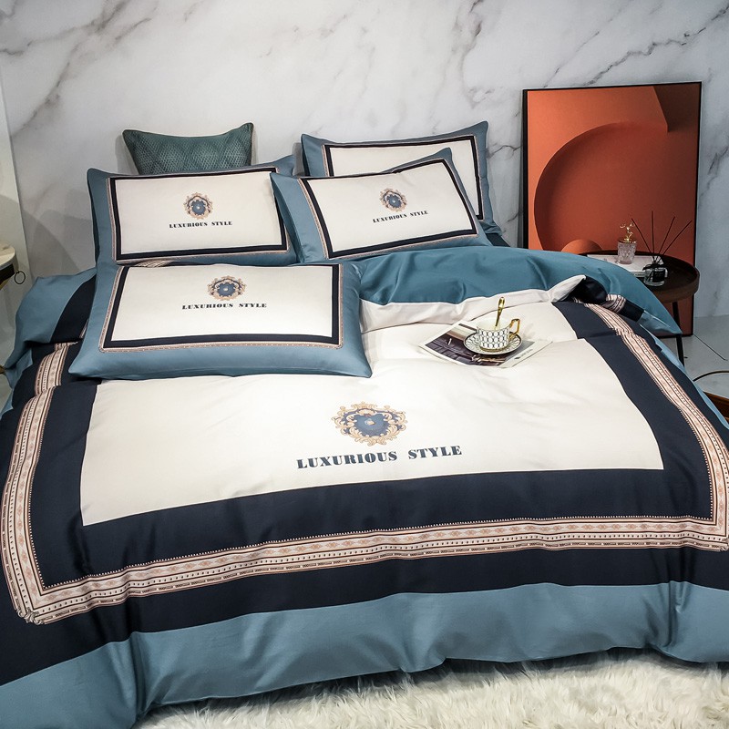 Mercury Home Textiles ชุดสี่ชิ้นหรูหราเบา ๆ 60 ชิ้น ผ้าฝ้ายฝ้ายแท้สไตล์ ...