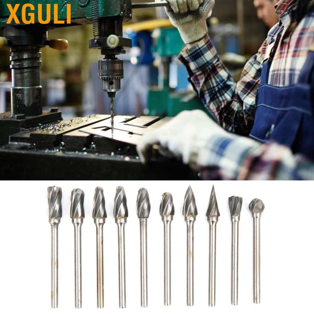 Xguli 10Pcs Rotary Burr Bits Single Flute Roughing Grind Cutter ...