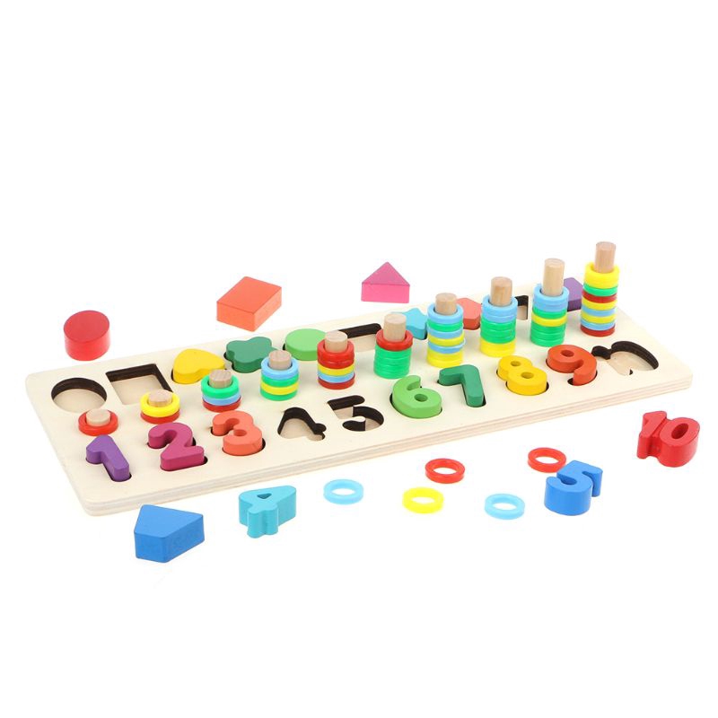 king Children Wooden Montessori Count Numbers Matching Digital Shape ...