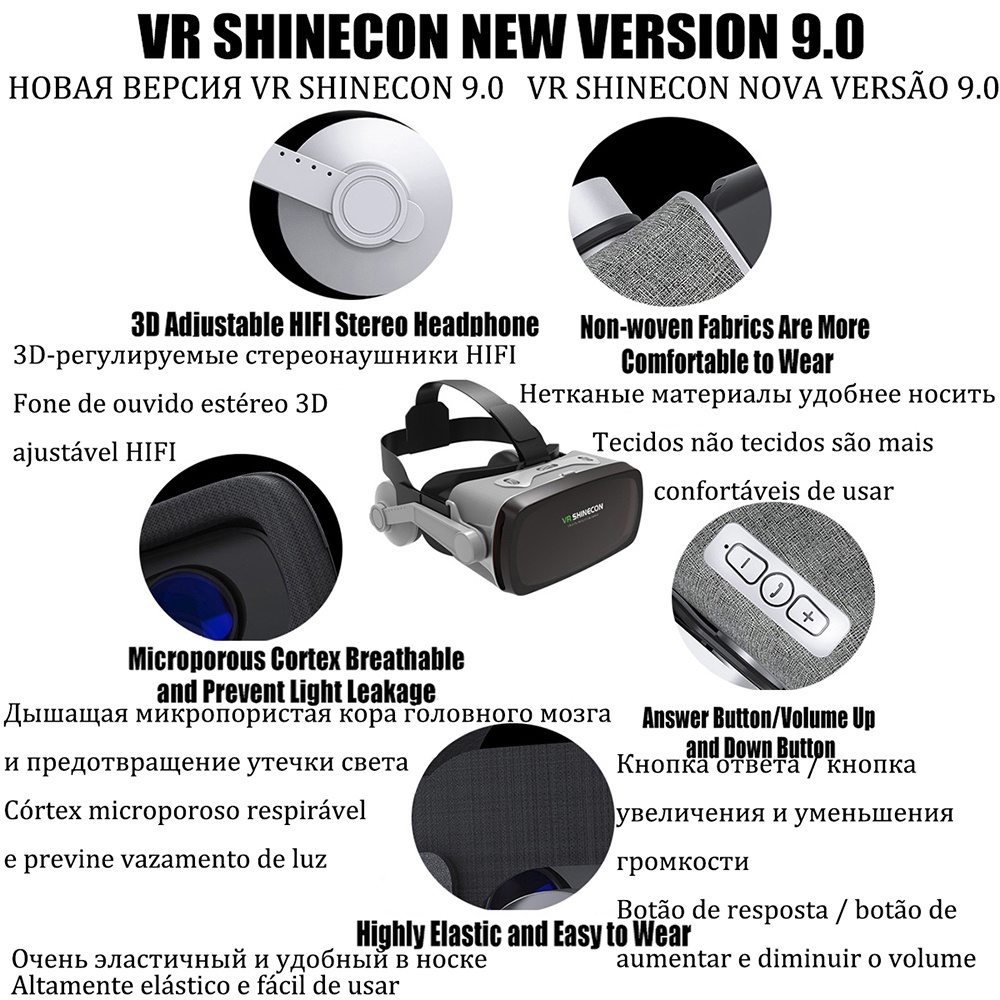 vr แว่นตา：VR Shinecon Casque Viar 3D Glasses Virtual Reality Headset ...